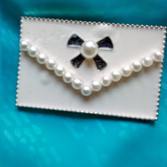 Jewelry | Ladylike Little Envelope Pin With Bow And Pearls | Poshmark
